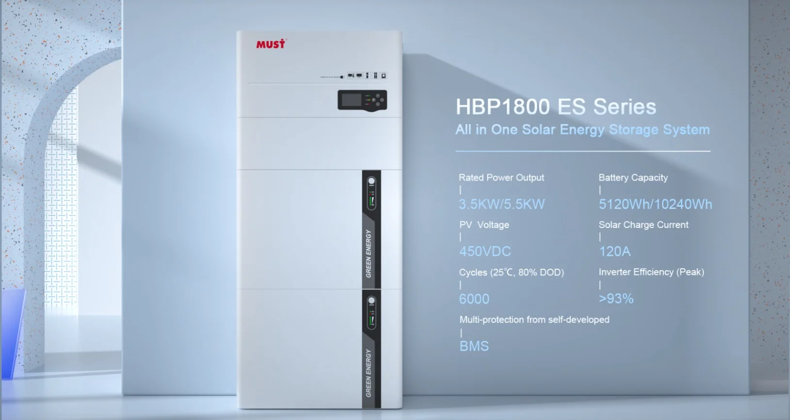 Must ESS High Voltage LiFePO4 Battery Pack PV MPPT 450VDC HBP18-5548 ES ...