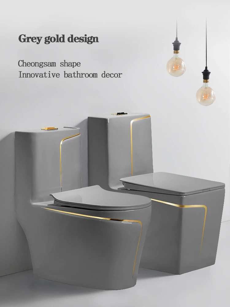 Gray Gold Line Luxury Bathroom Set & Wash Basin Toilet Suite, OEM