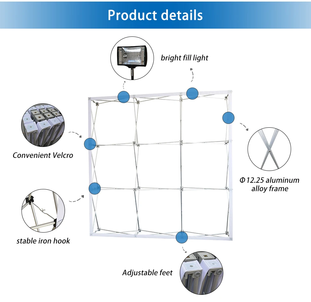 1 Minute Assembly 3x3 3x4 3x5 3x6 Curved Or Straight Aluminum Fabric ...