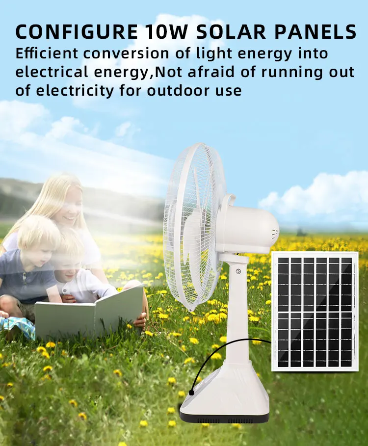 Solar Table Fan System with LED Lamp and USB Output