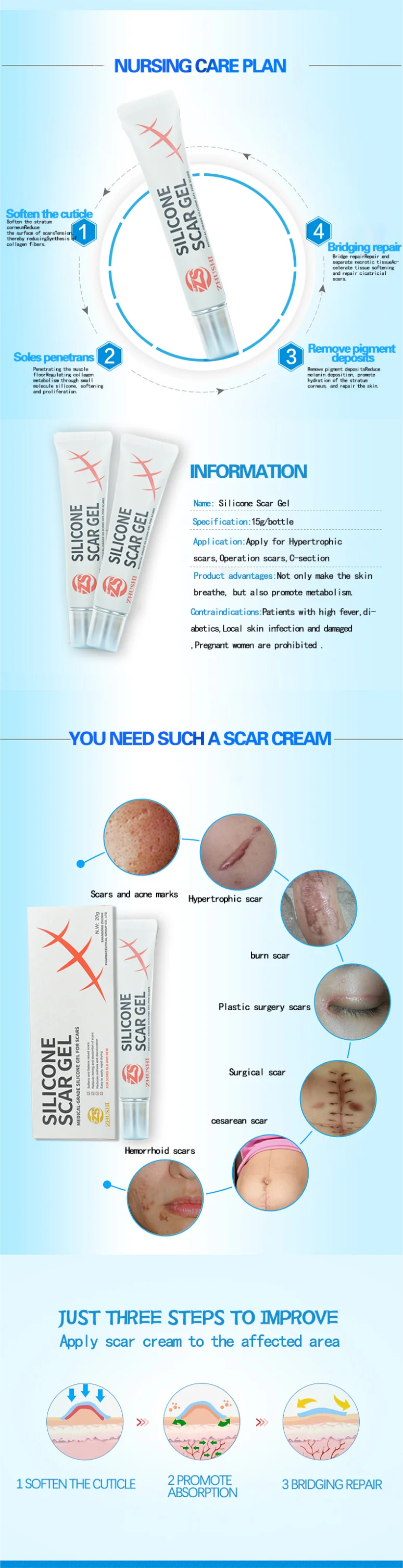 Efficient Scar Skin Silicone Scar Cream Scar Removal Cream With ...