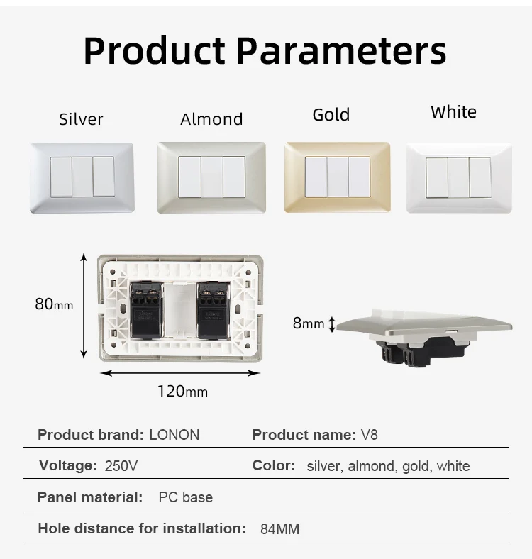 US Standard 16a Modern Luxury Wall Switch Light Wall Sockets