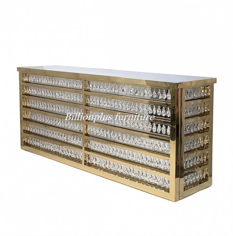 Luxury Crystal Bar Counter with Commercial Glass Top Rectangle Wedding ...