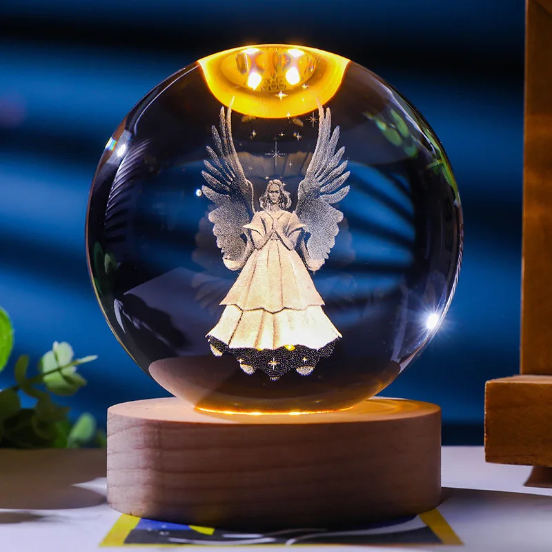 Custom Christian Jesus Cross Crystal Ball - 3D Laser Engraved