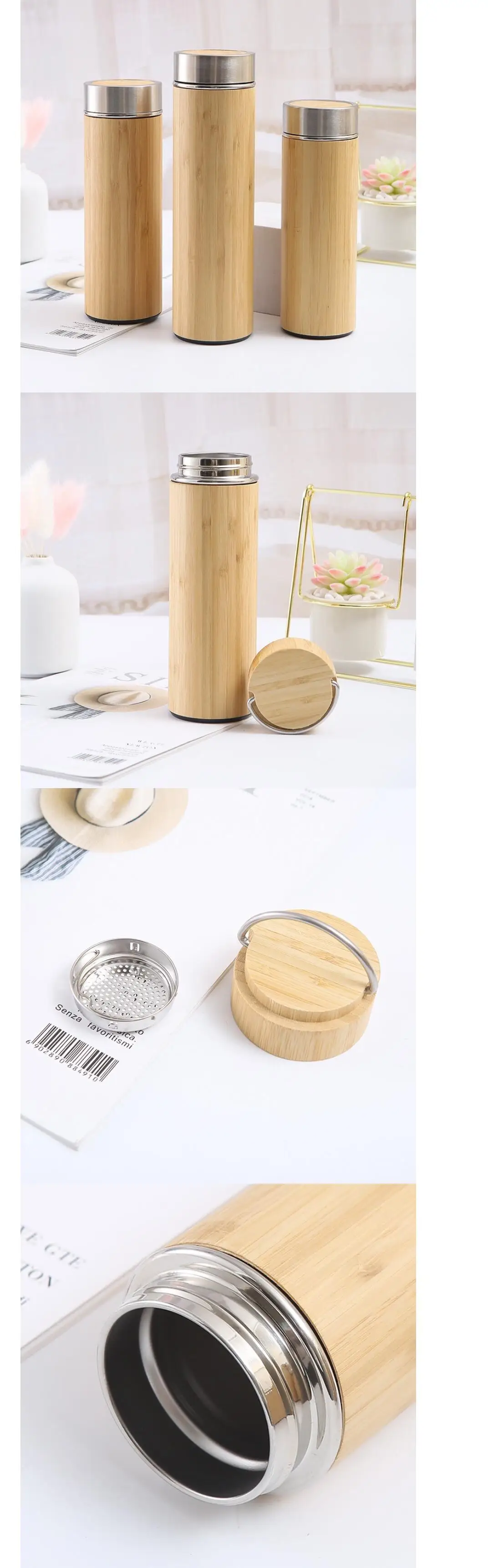 Stainless Steel Bamboo Thermos Cup Natural Retro Bamboo Cup Outdoor ...