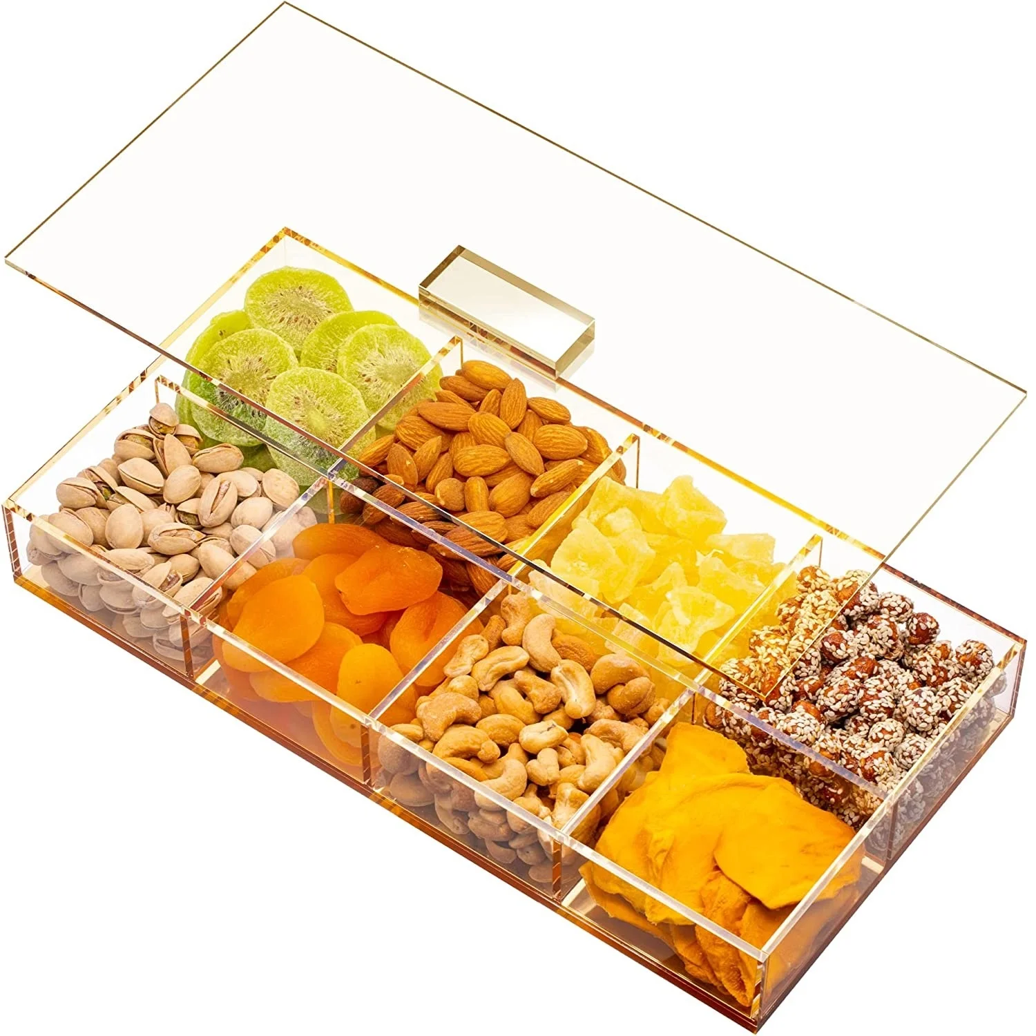 Clear Acrylic Snack Tray with Lid - Perfect for Appetizers