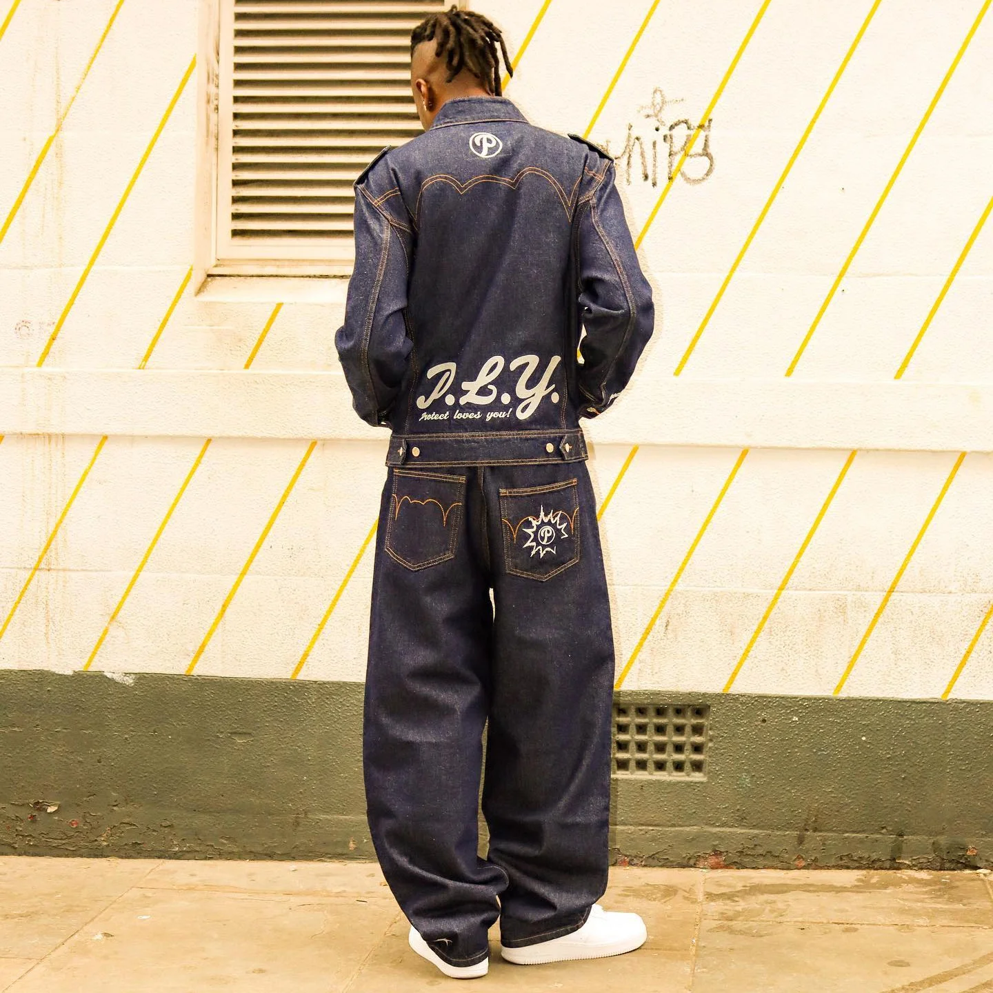 Ensemble Jeans Homme Washed Printing Denim Jacket Set