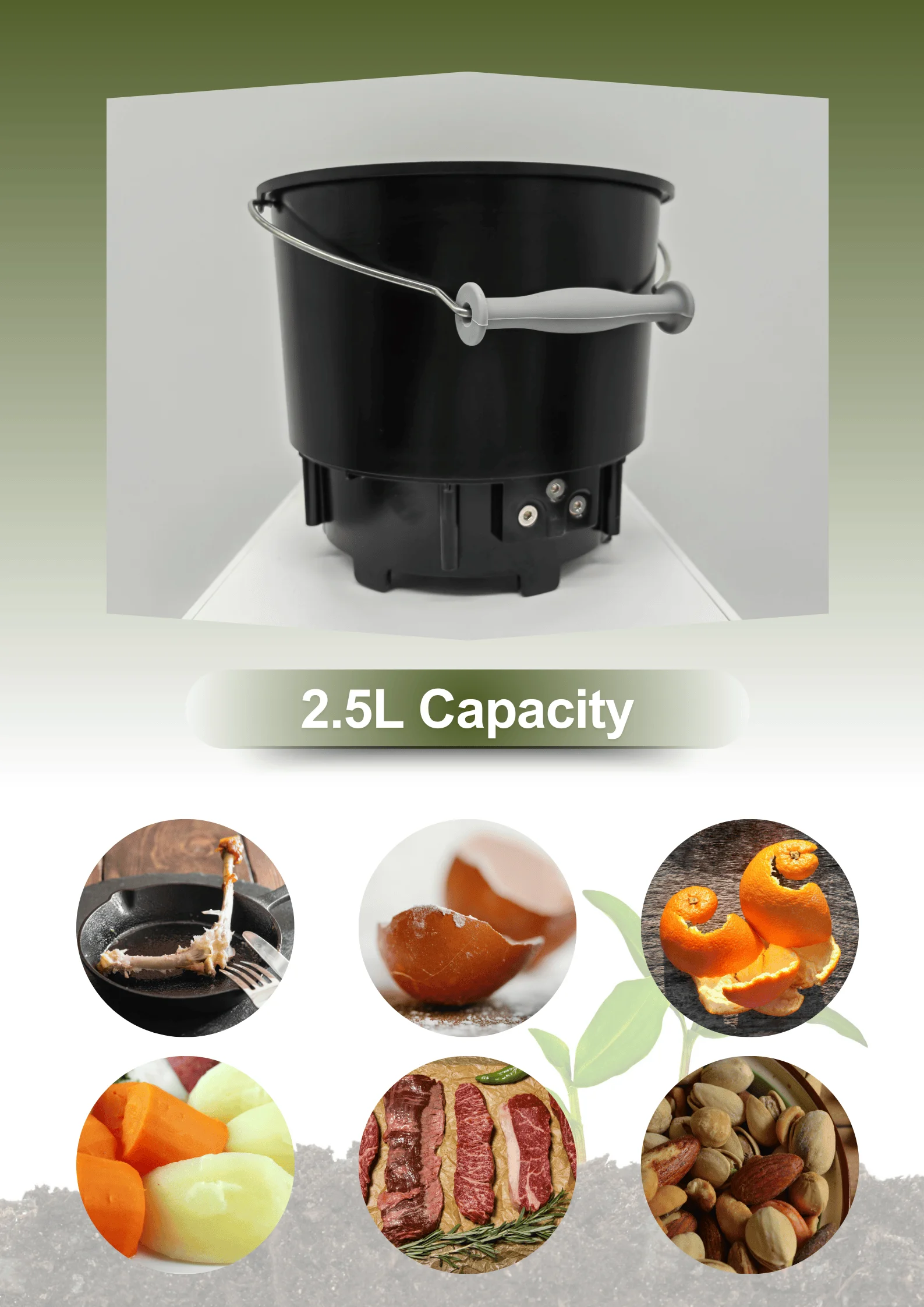 OUSHINE Home Use Food Waste Disposer Garbage Recycling Machine 2.5L for ...