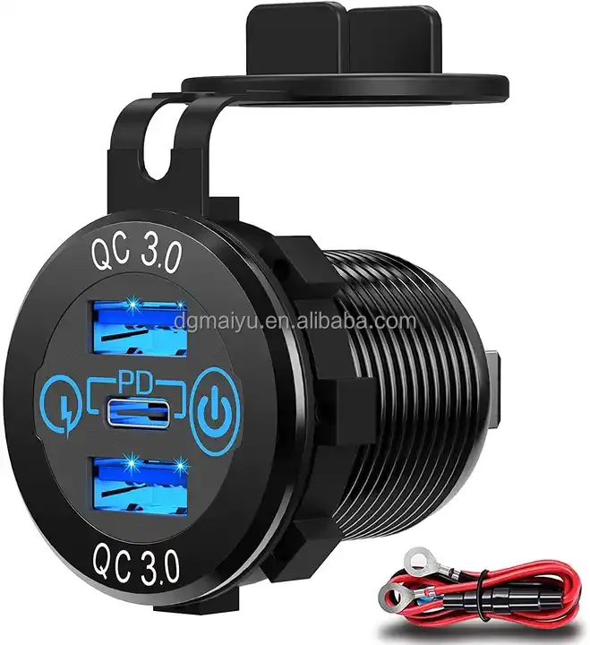 12V/24V Triple USB for Car Metal USB-C Multiple Car Charger Socket 3.0 ...