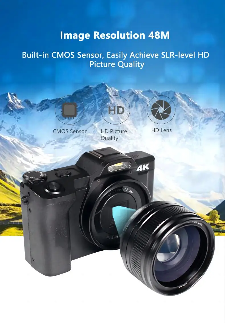 New Popular Touch Screen CMOS Sensor 16X Zoom Vlog 5K HD Photo Video ...