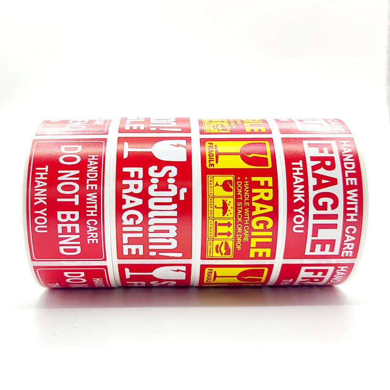 Fragile Label logo Plastic Bopp Packing shipping Label waterproof ...