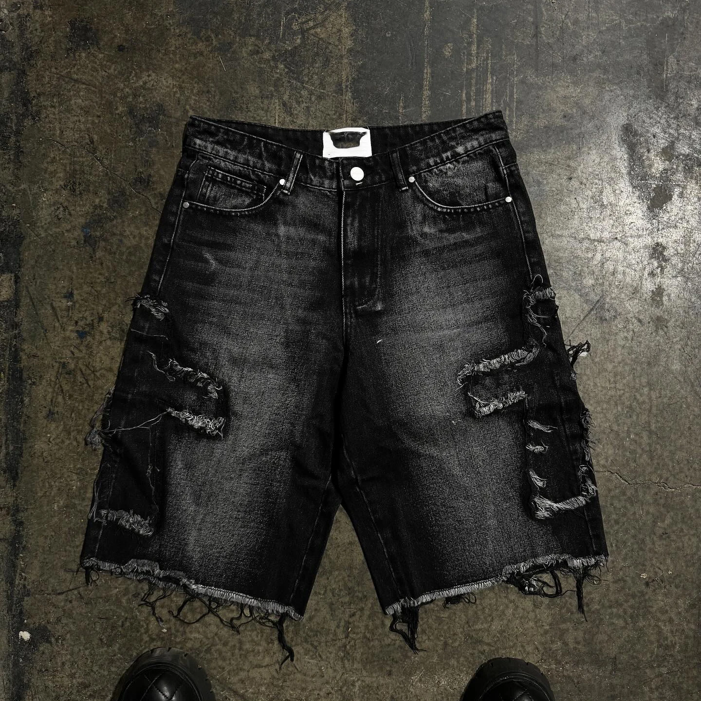 Custom Streetwear Summer Knee Length Cotton Baggy Vintage Wash ...