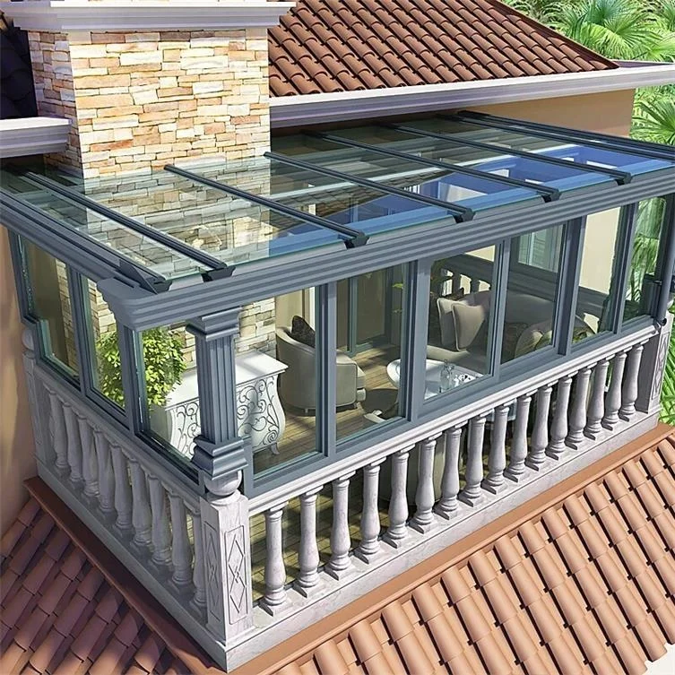 Sunroom Glass Aluminium Prefabricated Tempered Glass Low-e Solarium ...