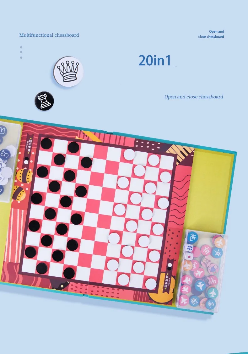 Fashion 20 In 1 Table Chess Game Set Traveling Toy Paper Magnetic Board ...
