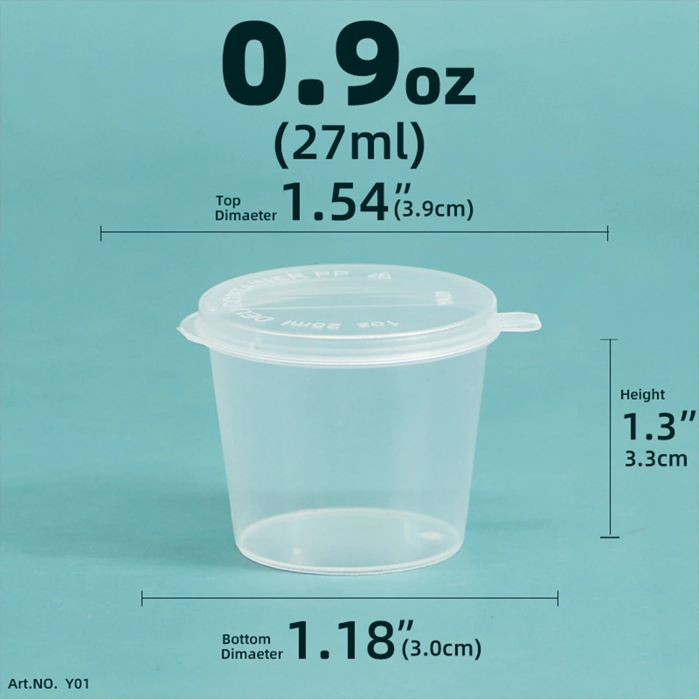 1oz/25ml Disposable Portable Plastic Cups Food Small Sauce Containers ...