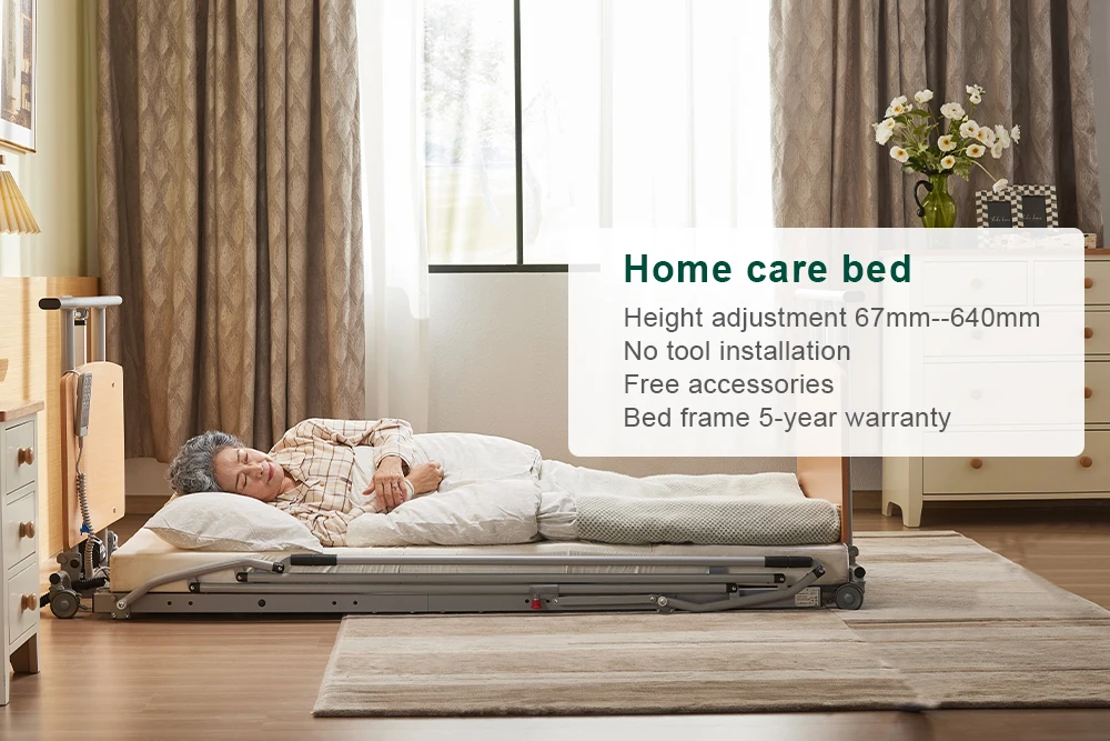Tecforcare Nursing Home Bed Patient Adjustable Height 67mm-640mm ...