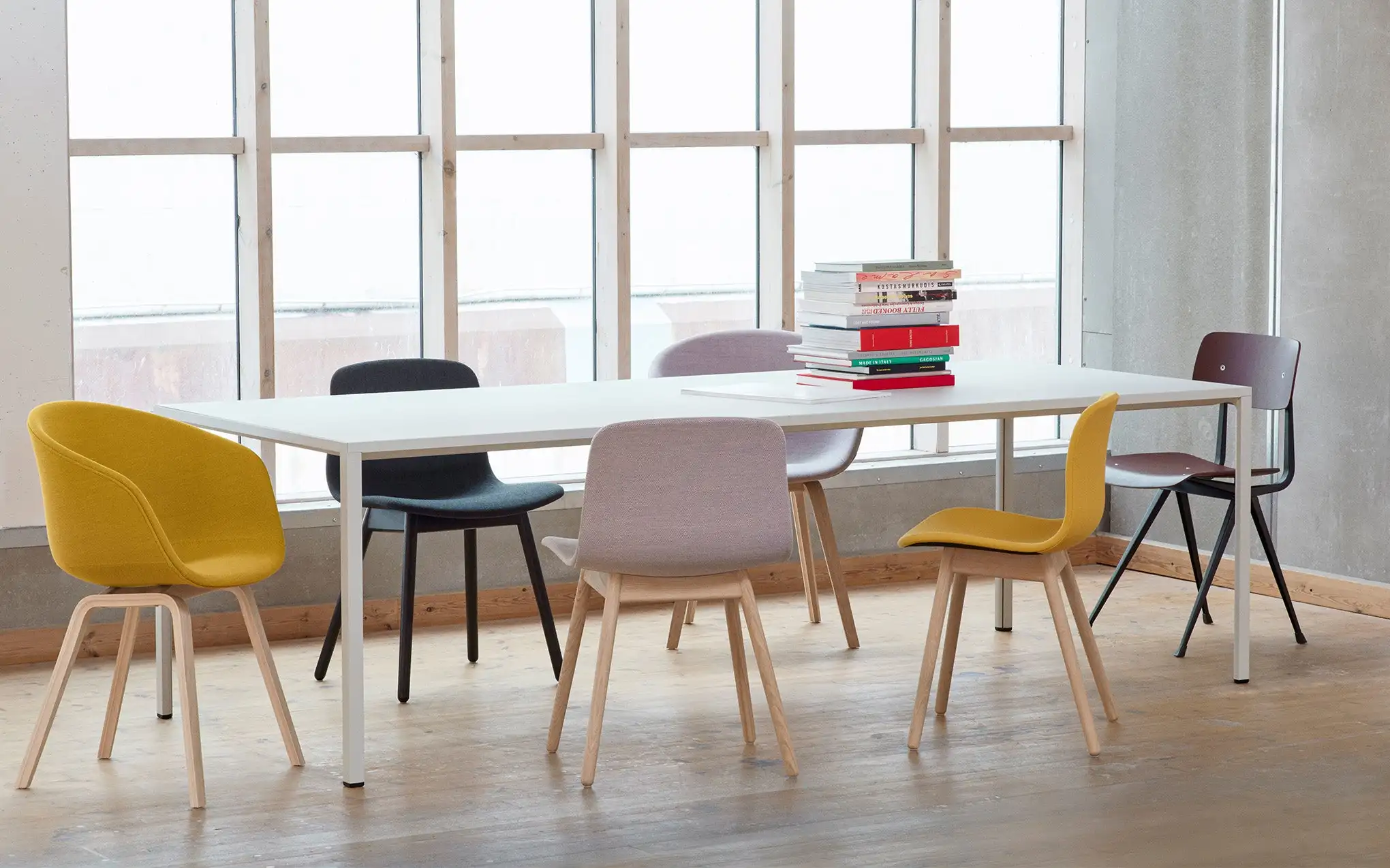 Simple Modern Office Meeting Table Study Desk Wood Grain With Metal Leg ...