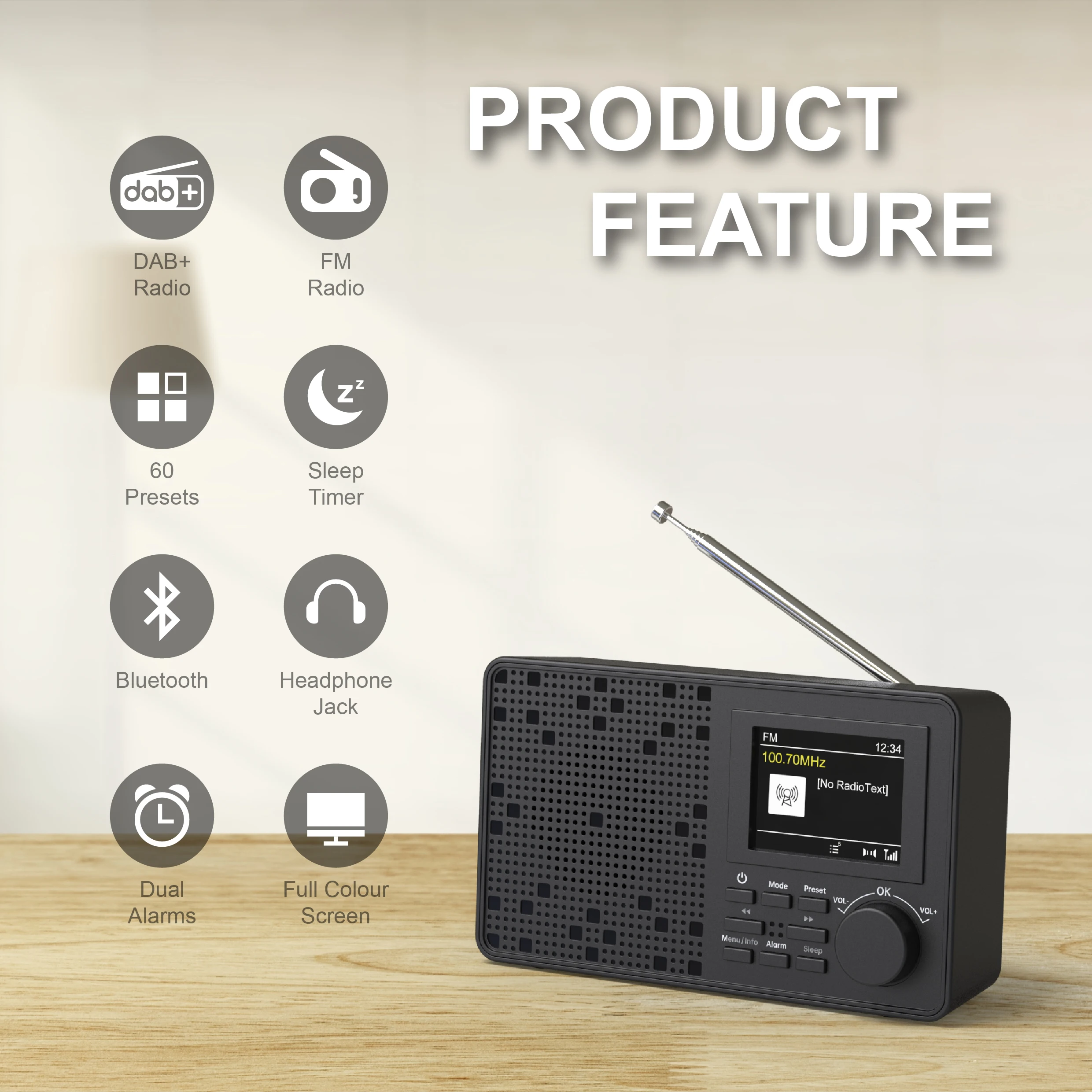 2025 Latest Portable Home DAB FM Internet Radio with LCD Display AC ...