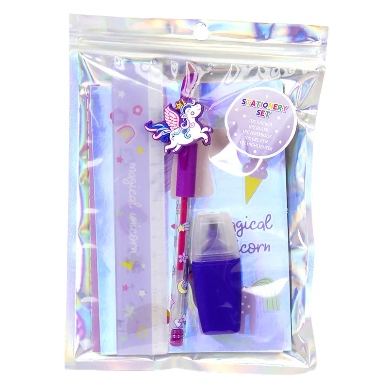 Magical Unicorn Stationery Set For Kids Gel Pen Ruler Notebook ...