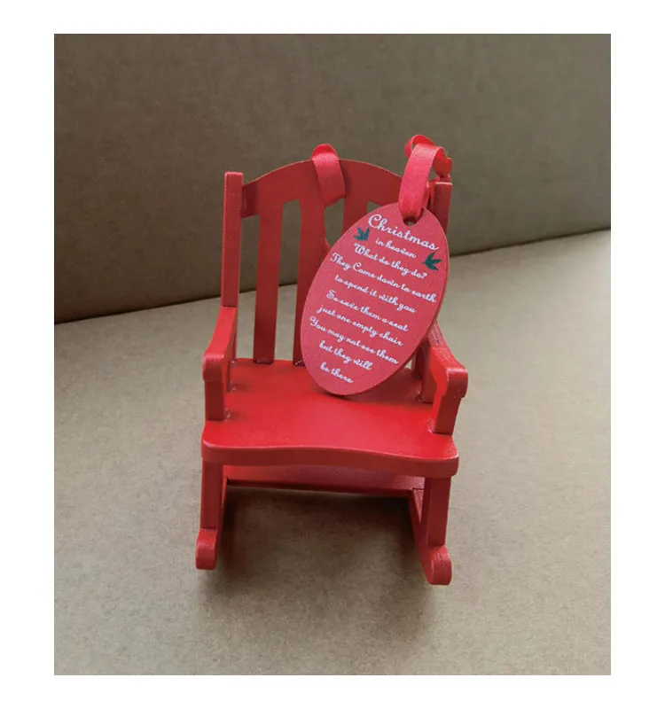 Mini Wooden Christmas Rocking Chair Ornament - Meaningful Tag