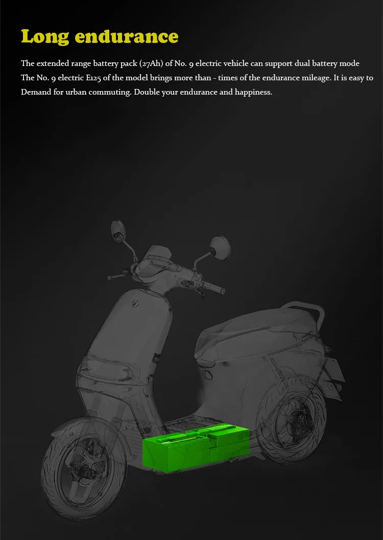 Original Electric Motorcycle Extended Range Battery 9 Electric Vehicle E100/e125/e200p/e110l ...