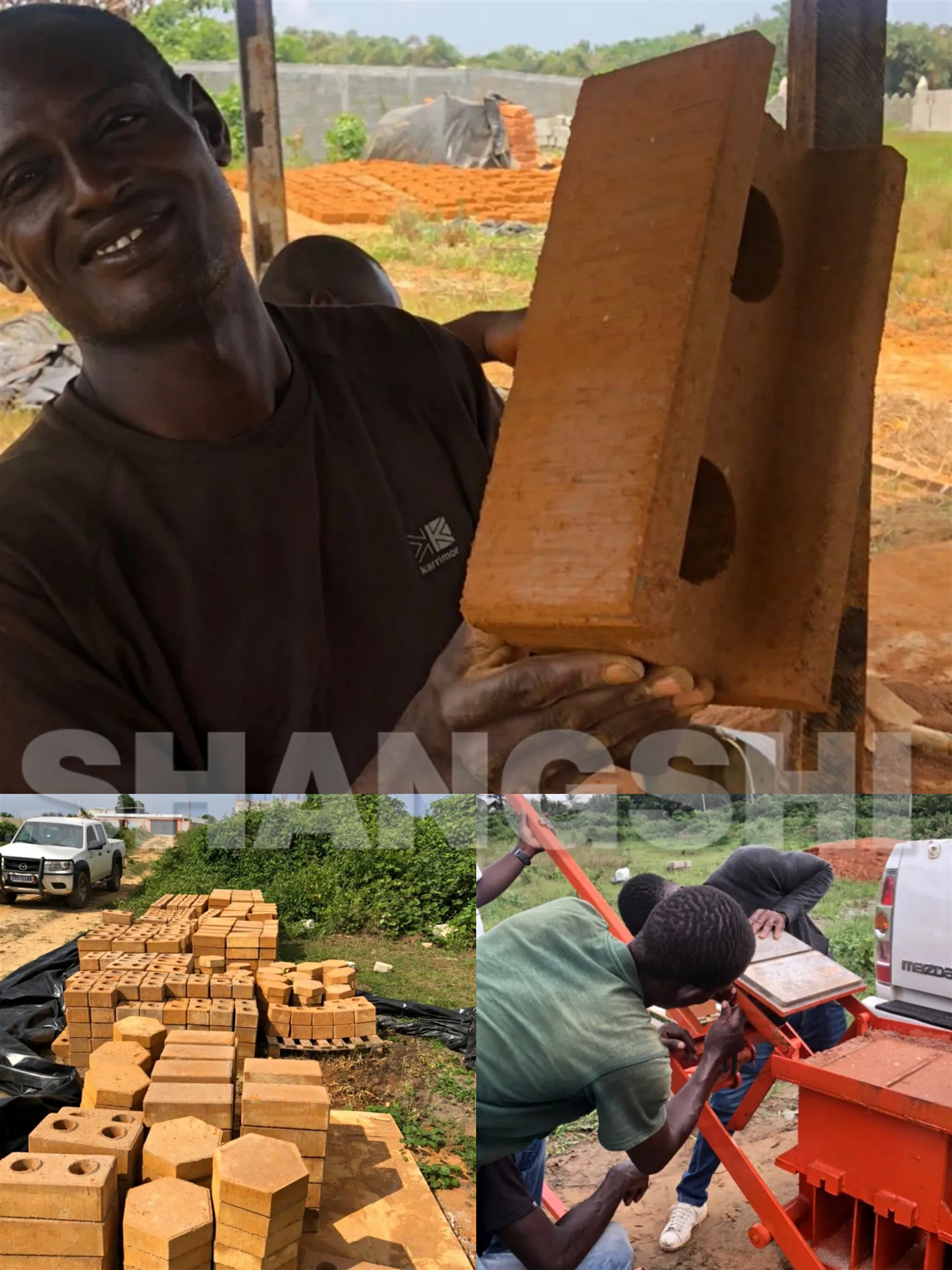 Small Manual Hand Press Compressed Concrete Earth Block Brick Making ...