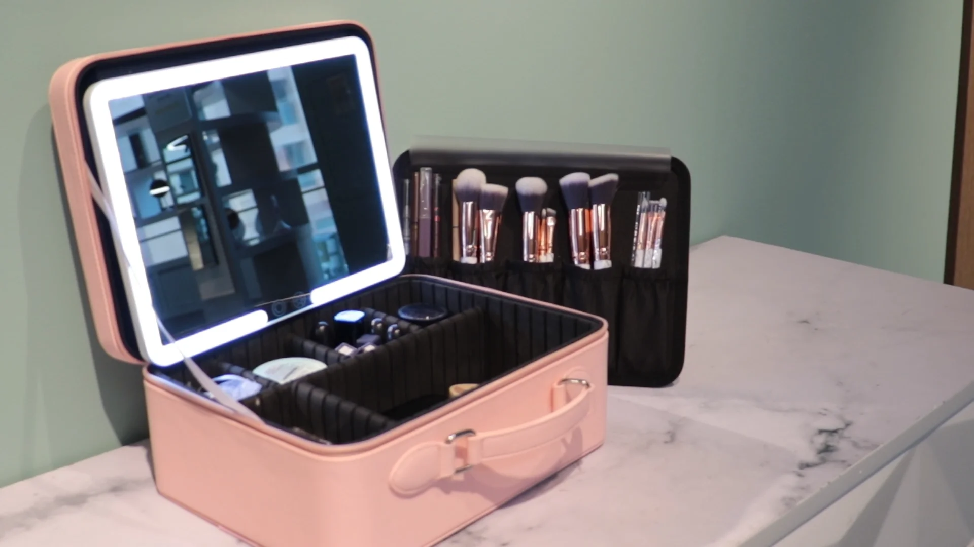 Rechargeable Lighted Storage Box Adjustable Brightness Make Up Cosmetic ...