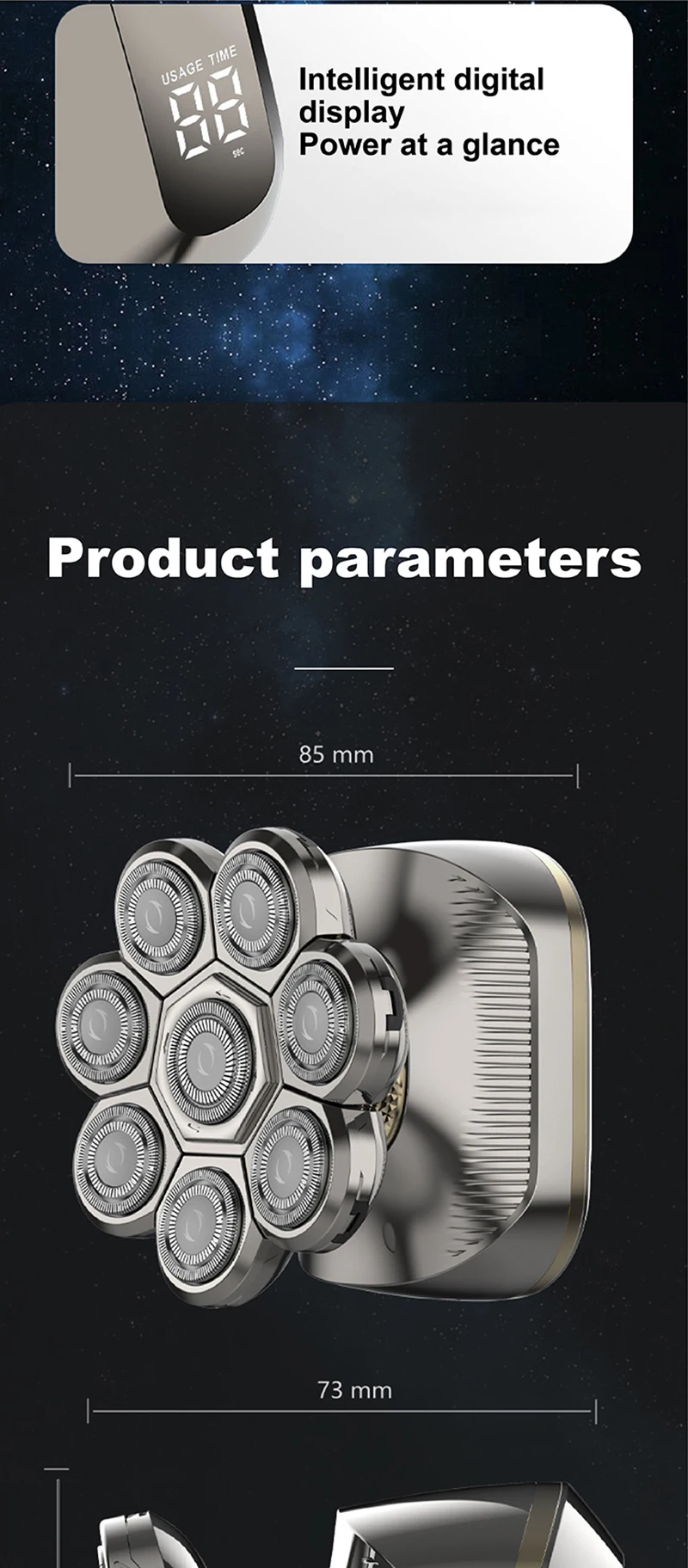 Multifunctional 8d Head Waterproof Electric Razor Bald Head Cordless ...