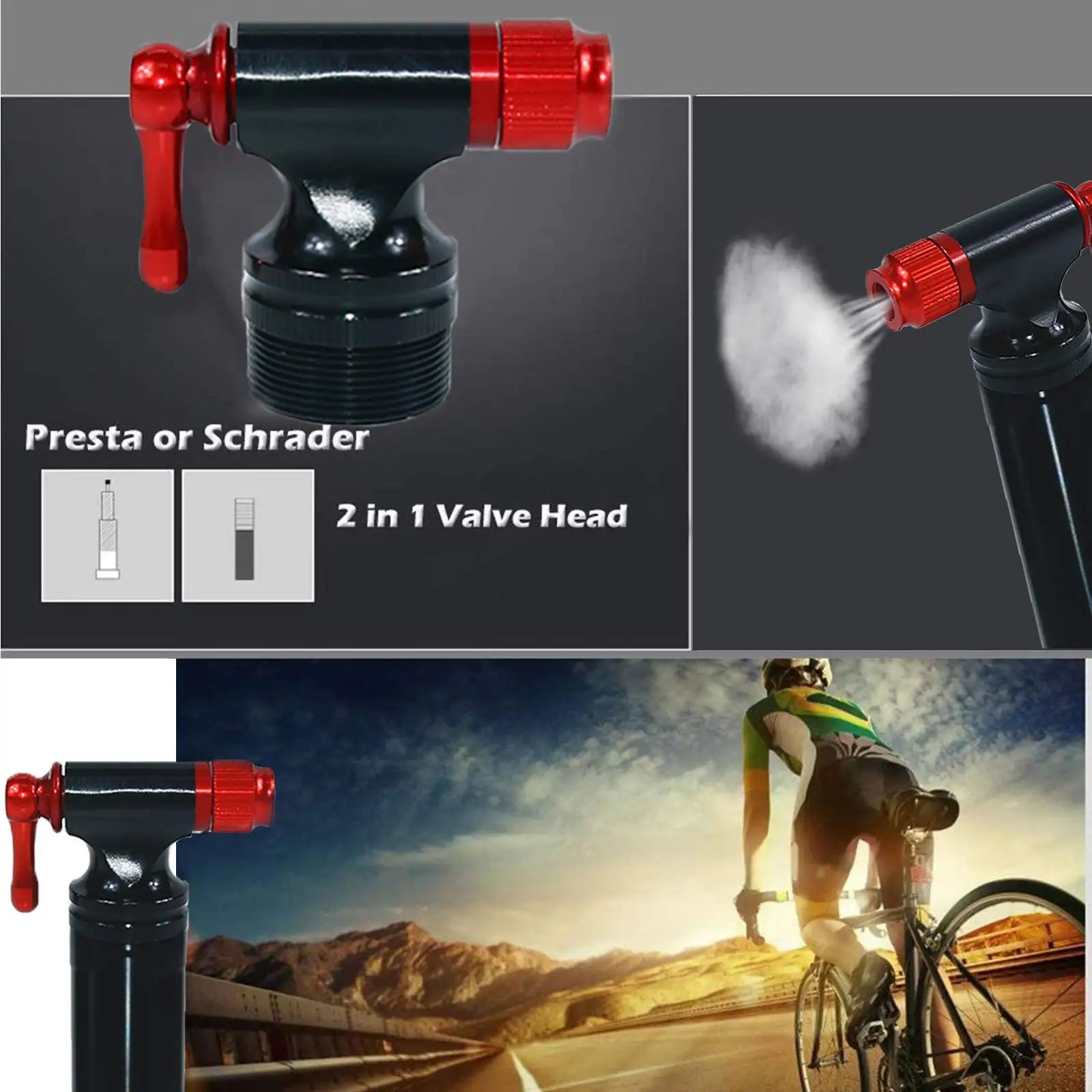 Portable Mini Bike Pump Co2 Tire Inflator Co2 Inflator Bicycle Bicycle ...