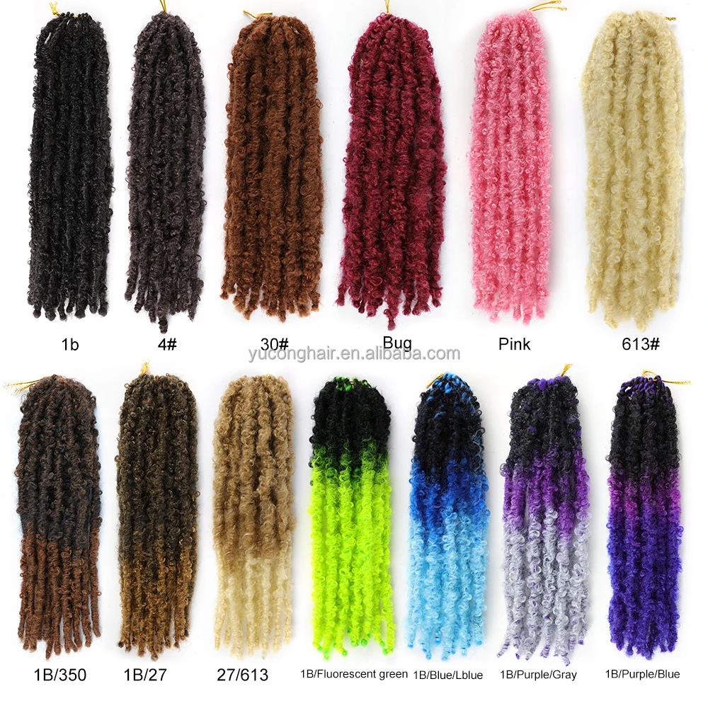 Synthetic Butterfly Locs Crochet Hair 12" 14" Burgundy Red Butterfly ...