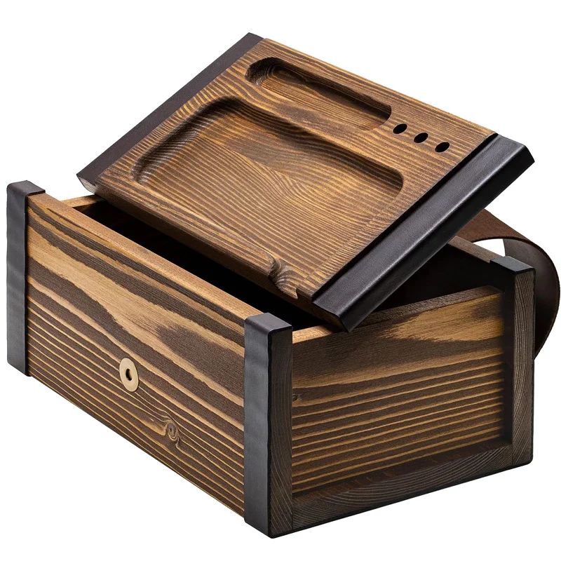 Authentic Wooden Stash Box with Convertible Decorative Tray Storage ...
