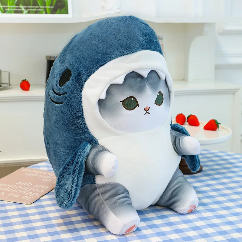 Al Cute Soft Shark Cat Plush Toy Shark Transform Into Cat Plush Doll ...