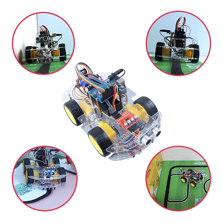 Diy 4wd Tracing Ultrasonic Obstacle Avoidance Car Kit Smart Robot Car ...