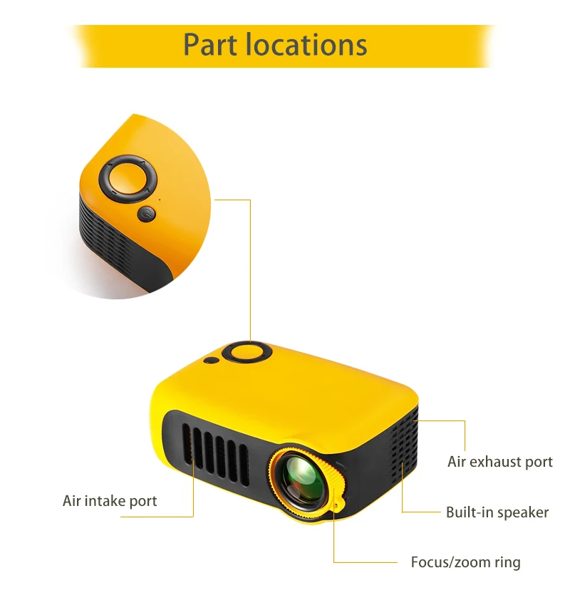 A2000 Mini Projector - Portable 240P HD Projector for Home