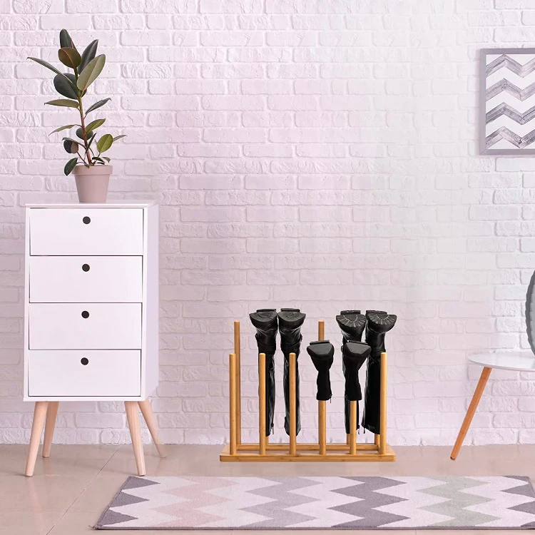 Solid Wood Freestanding Boot Rack with 12 Tall Posts Entryway Rain Boot ...