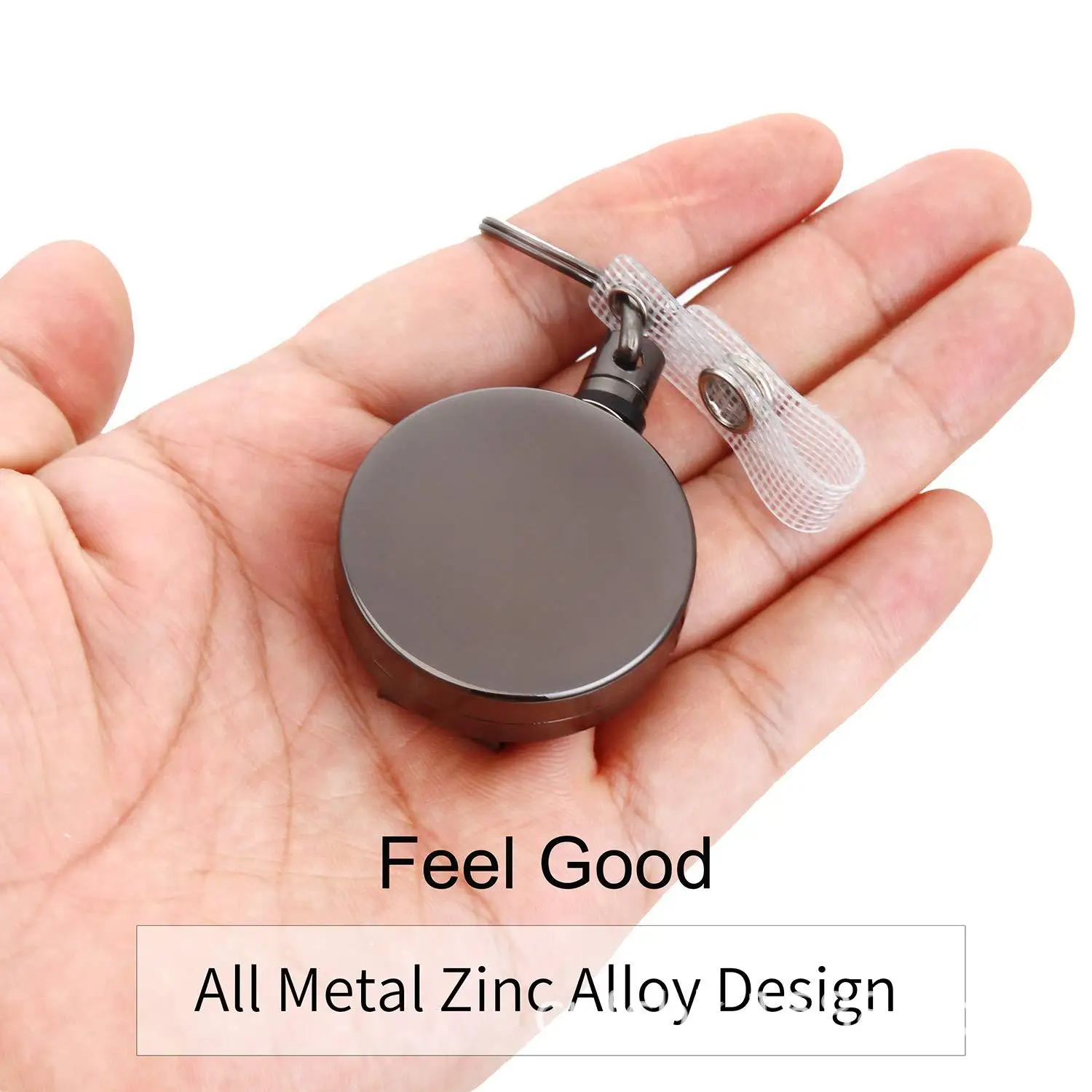 Heavy Black Duty Retractable Badge Reels Custom Logo Metal Badge Holder ...