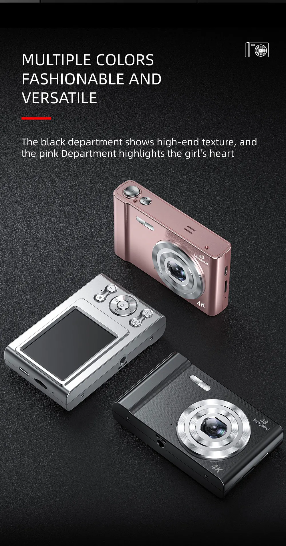 New Arrival Portable Digital Cameras Dslr 2.4 Inch Ips Hd 48mp 4k Vlog ...