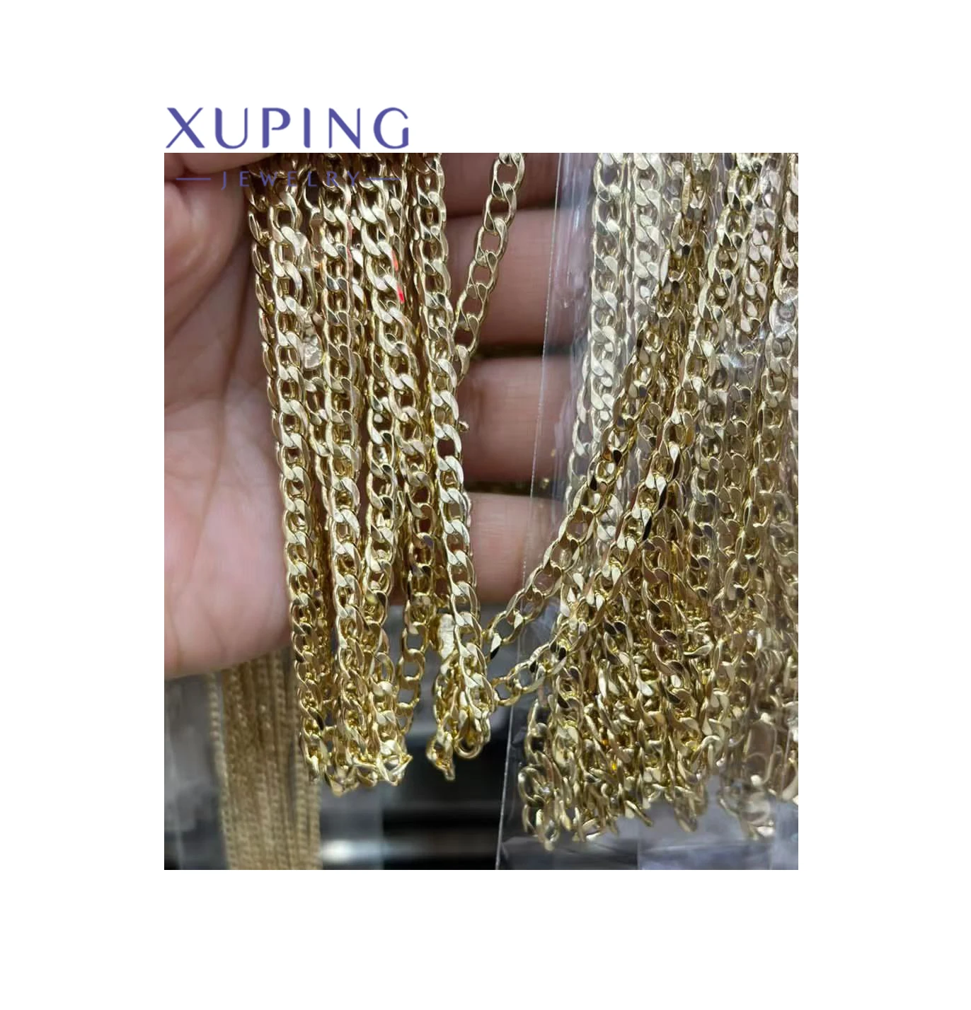 Xuping Chain - Elegant Figaro Necklace in 14K Gold Plated Brass