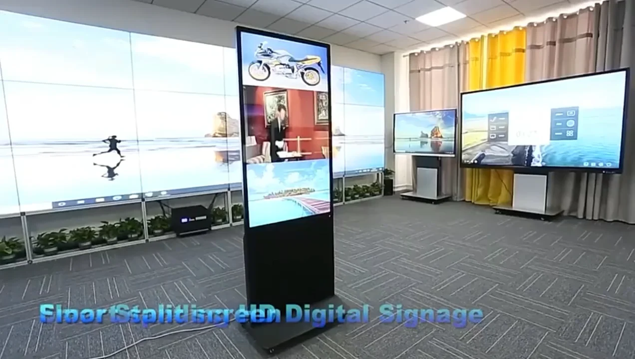 Floor Standing Vertical Interactive Totem Lcd Kiosk Advertising Display ...