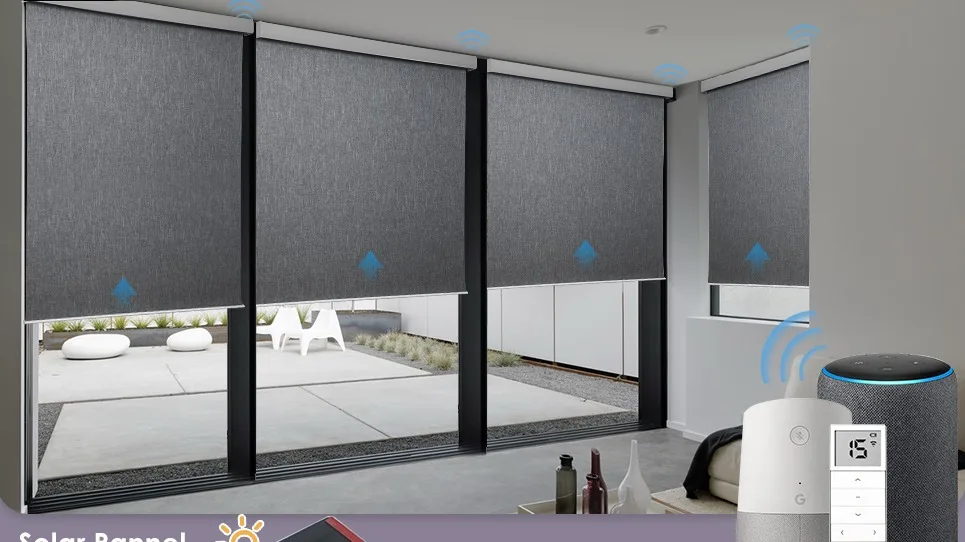 Motorized Smart Roller Blinds For Window With Remote Control Automatic ...