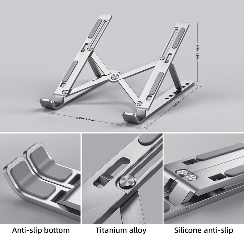 Foldable Adjustable Ergonomic Laptop Holder - Aluminium Alloy