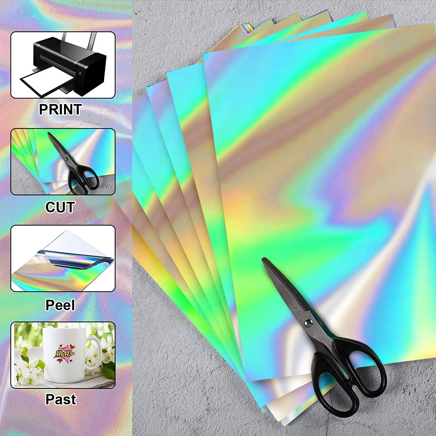 Printable Holographic Sticker Paper - 8.5 X 11 Inches
