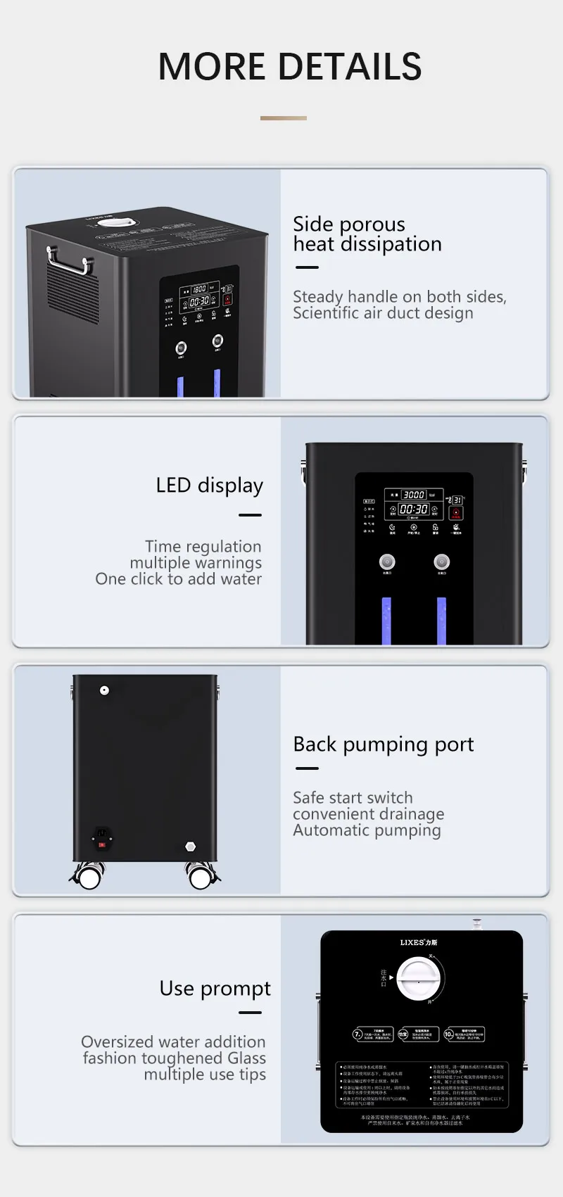 1800ml/min Hydrogen Generator H2 Inhalation Machine Large Capacity High ...