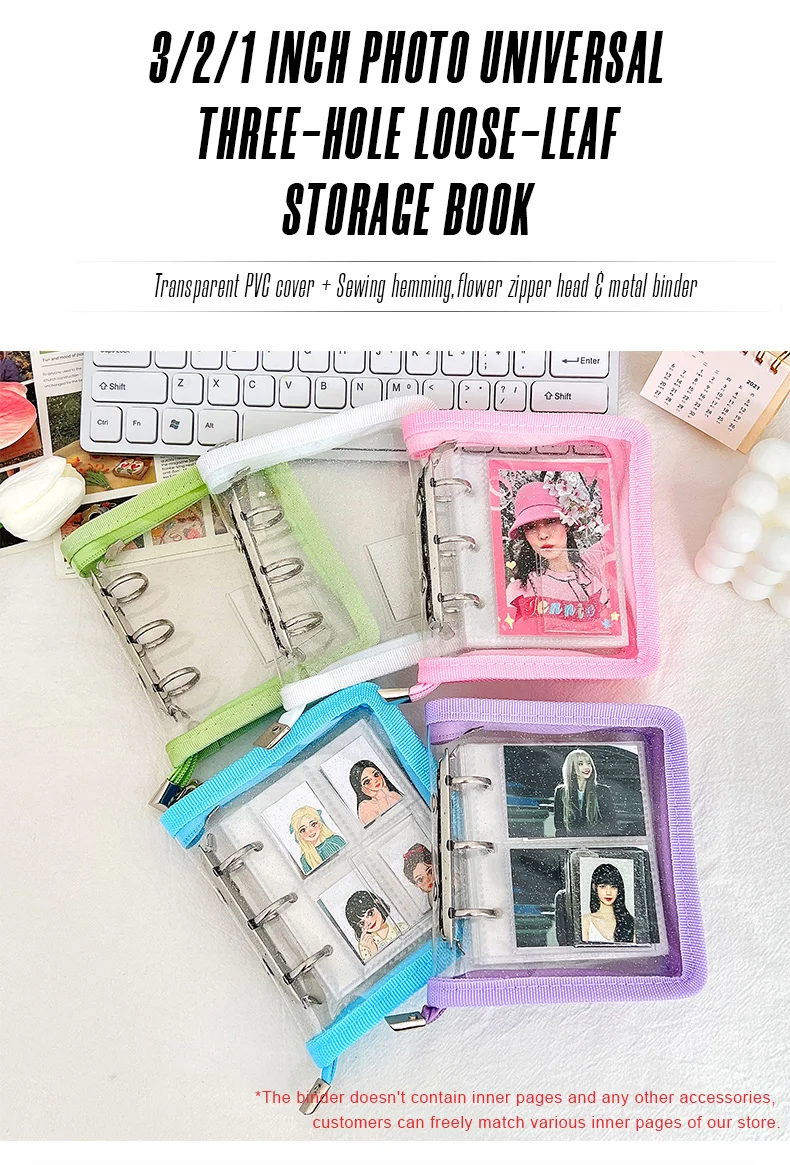 A8 Square Binder Zipper Notebook - Glitter Journals Planner