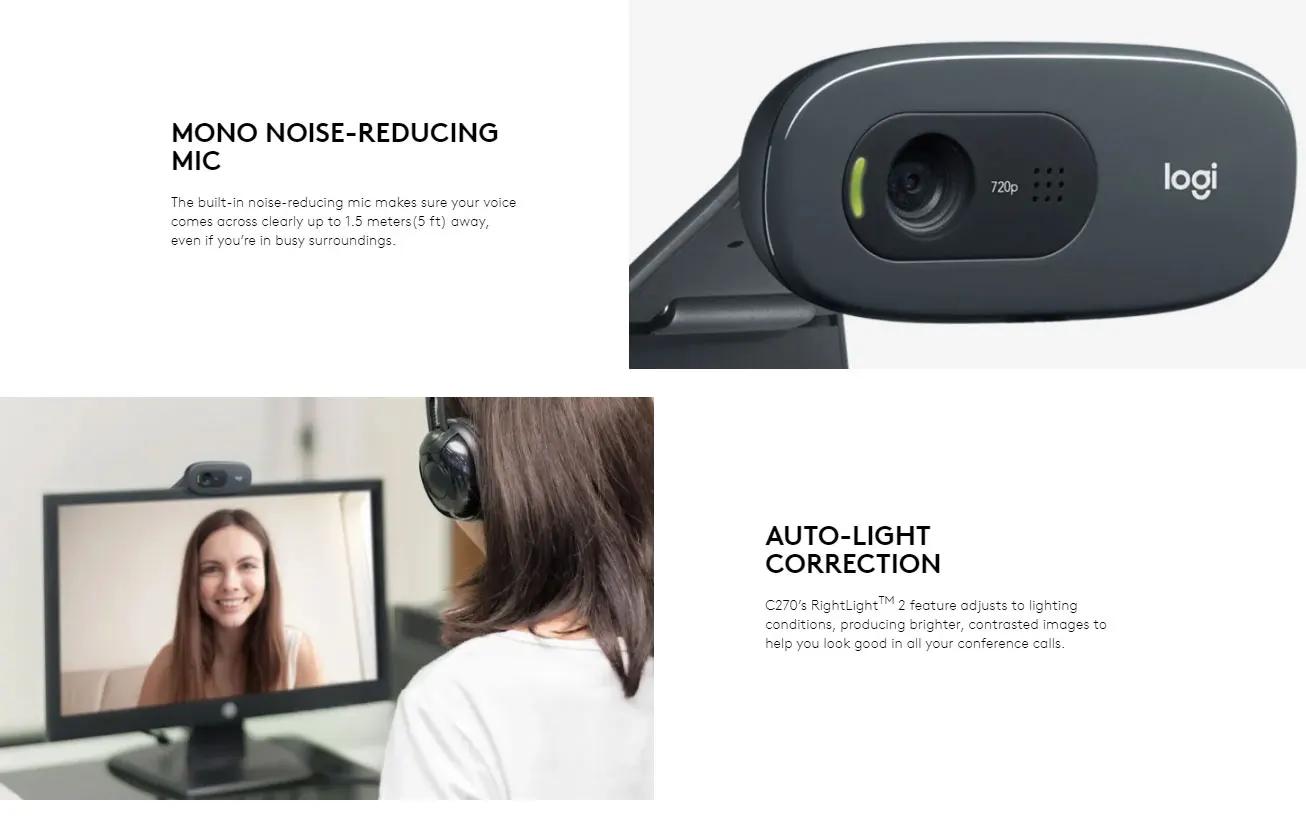 Logitech C270 Webcam - Perfect for Vlogging and Video Calls