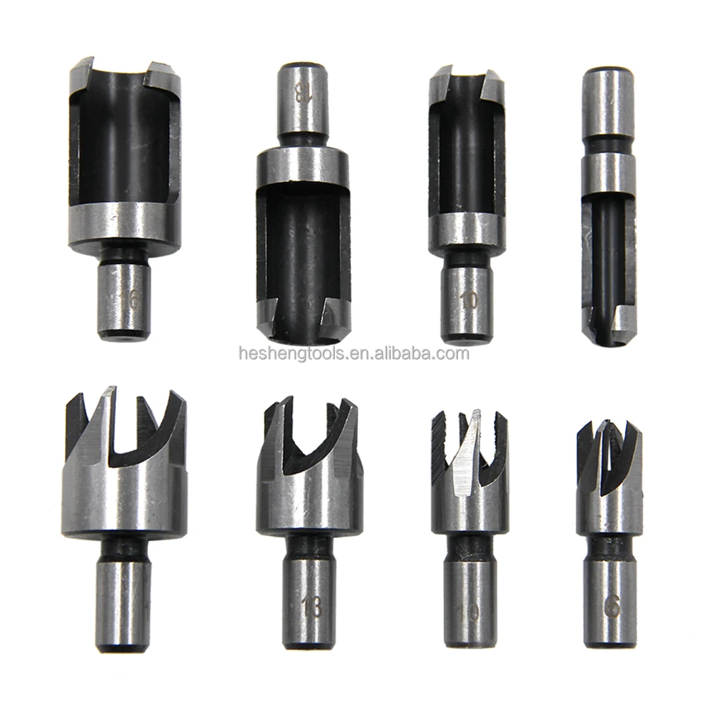 8pcs Wood Plug Cutter Claw Cylinder Tenon Drill Bit Set Straight ...