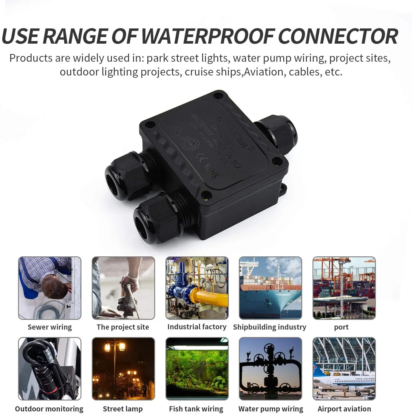 Small Black Plastic IP68 Electrical Enclosure Box PA66 Electronics ...