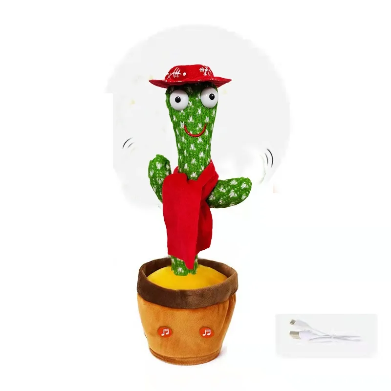 Electric Plush Toy Plush Flower Pot Twist Dance Cactus Doll Can Talk Singing Music Dancing ...