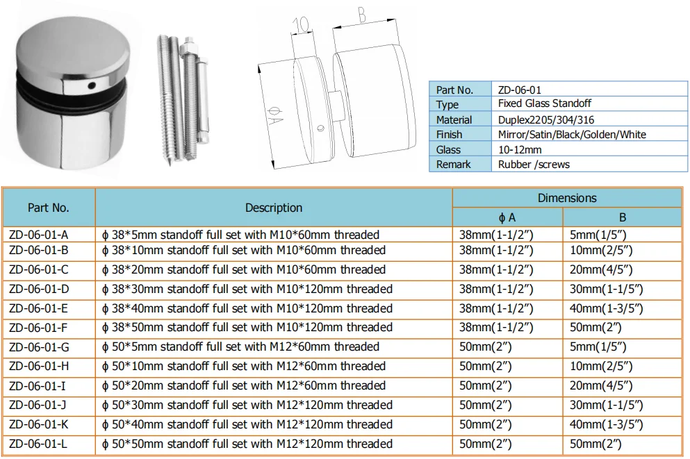 Modern Stainless Steel Wall Standoff Brackets Standoff Spacer For Glass ...