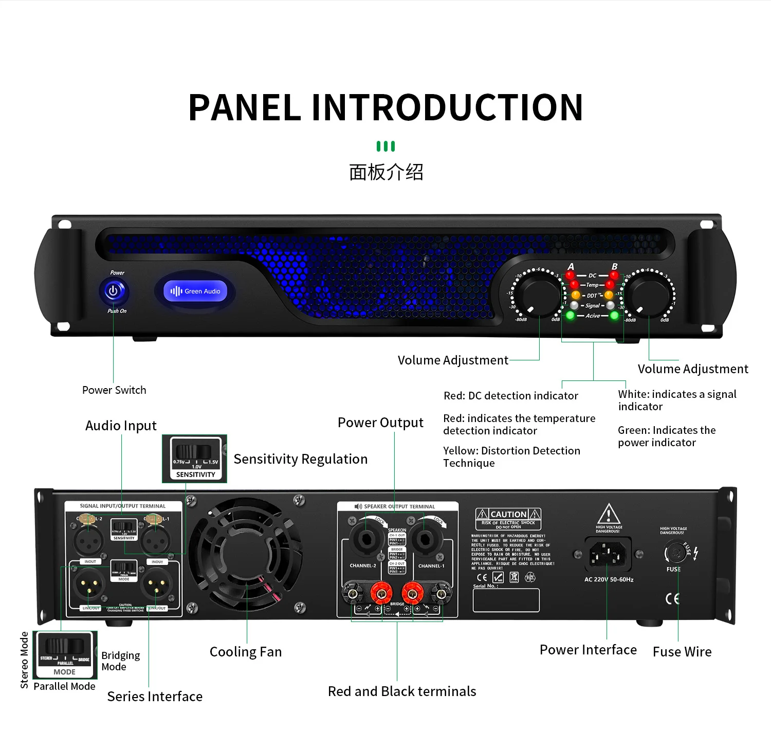 GAP-LS1000 2 Channel Digital Amplifier - 10000W Professional Mixer